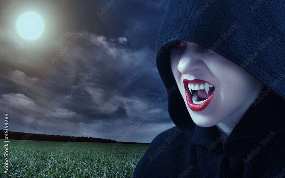 angry female vampire at sunset Stock Photo | Adobe Stock