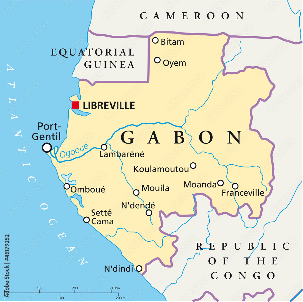 Gabon map (Gabun Landkarte) Stock-Vektorgrafik | Adobe Stock