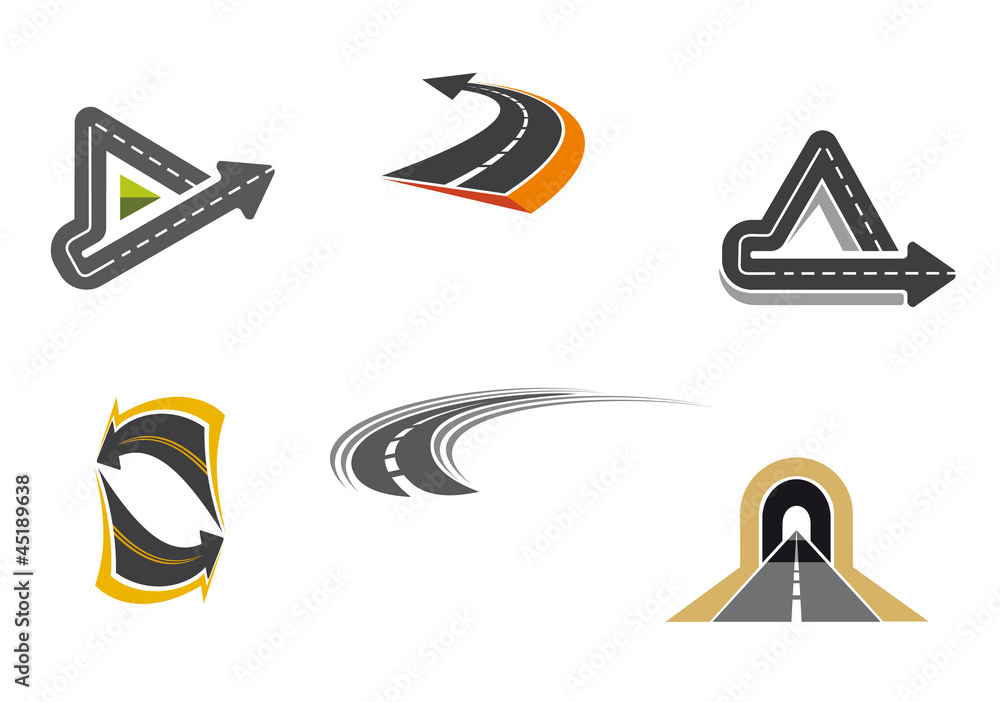Road and highway symbols Stock Vector | Adobe Stock