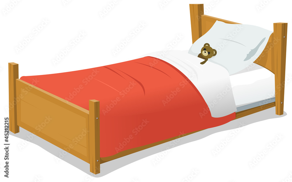 Cartoon Bed With Teddy Bear Stock Vector | Adobe Stock
