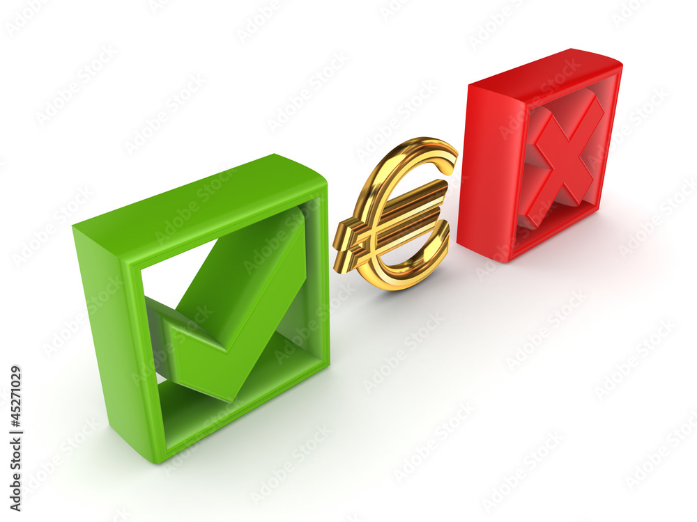 Tick mark, cross mark and euro sign. ilustração do Stock | Adobe Stock