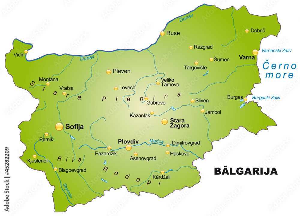 bulgaria map with major cities