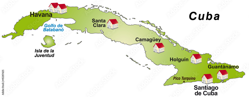 Infografik von Kuba als Landkarte Stock Illustration | Adobe Stock