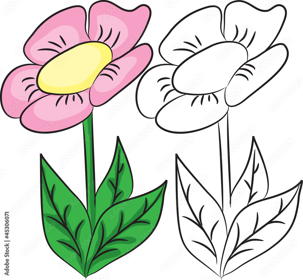 Coloring book. Cartoon flower. Vector illustration Stock Vector | Adobe ...