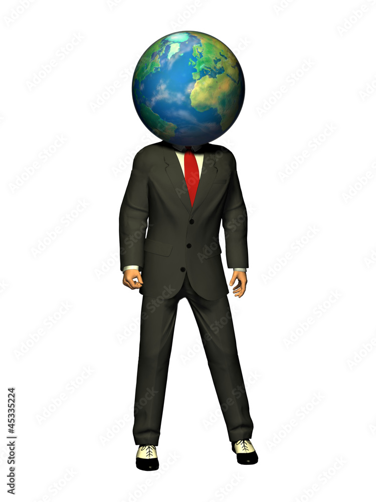 World Citizen, man with globe head Stock Illustration | Adobe Stock