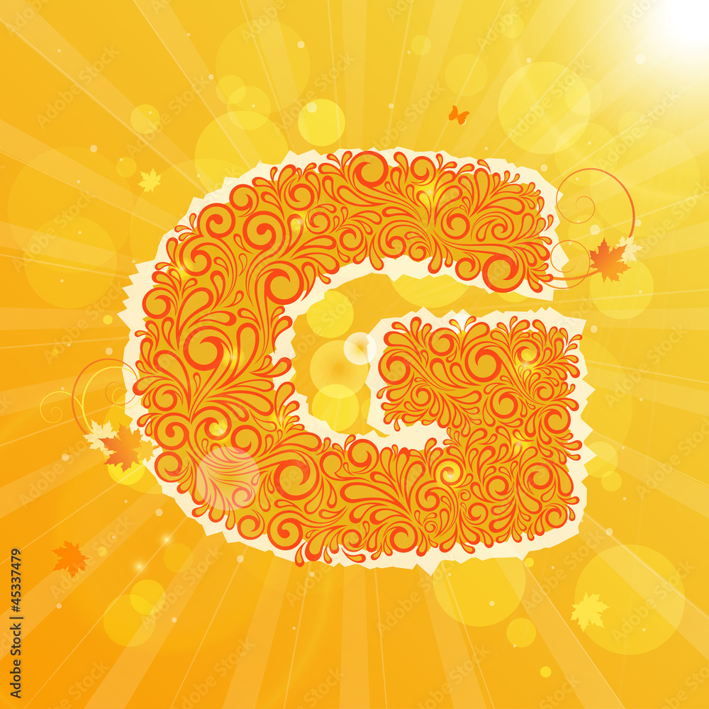 Autumn pattern alphabet with swirls. Letter G Stock Vector | Adobe Stock