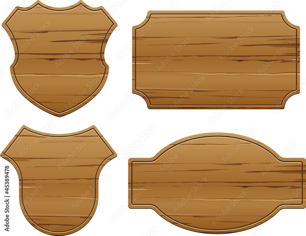 Vector set of 4 wooden signs Векторный объект Stock | Adobe Stock
