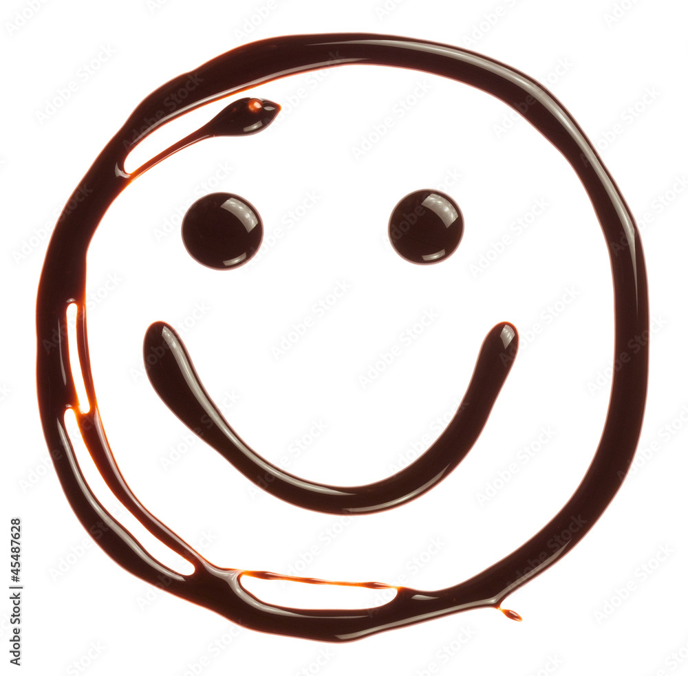 Smiley face made of chocolate syrup Stock Photo | Adobe Stock