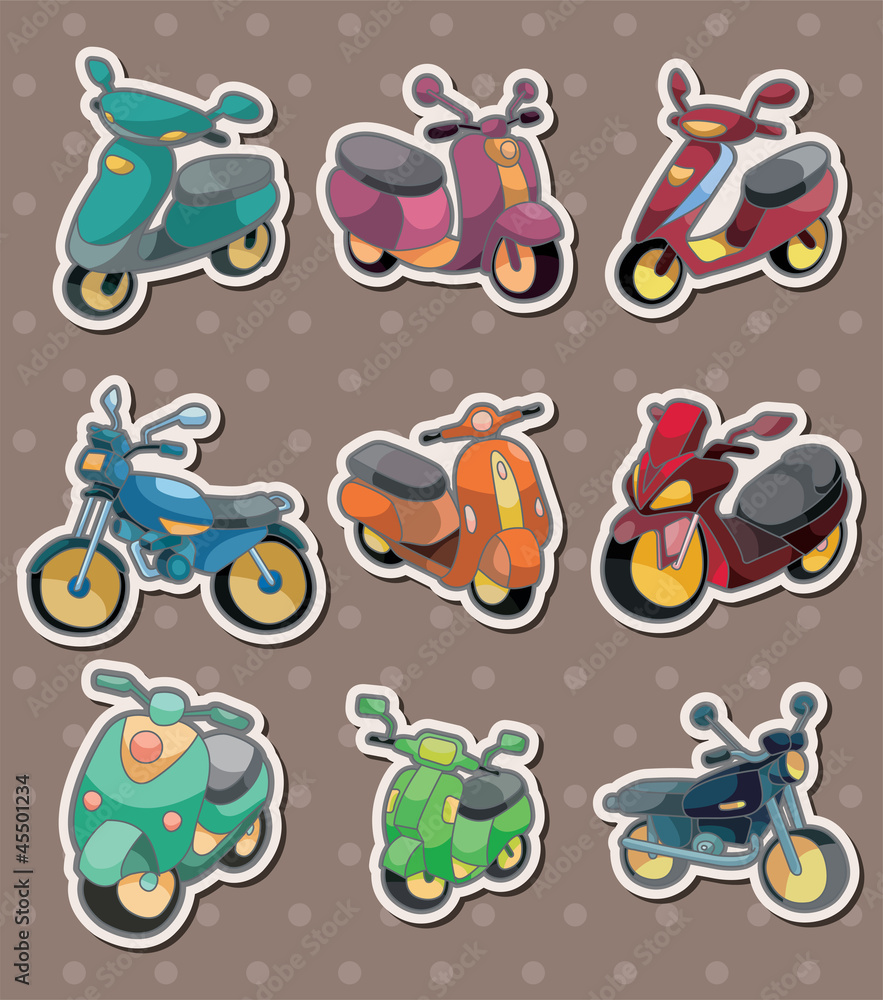 cartoon motorcycle stickers Stock Vector | Adobe Stock