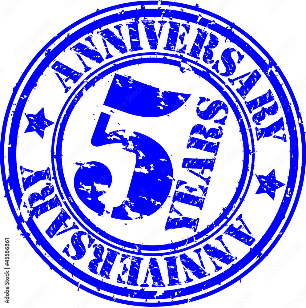 5 years anniversary rubber stamp, vector illustration Stock Vector ...