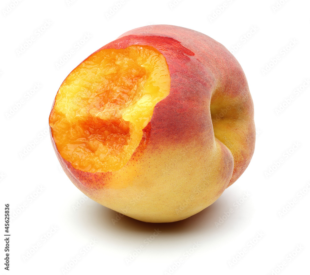 bitten peach Stock Photo | Adobe Stock