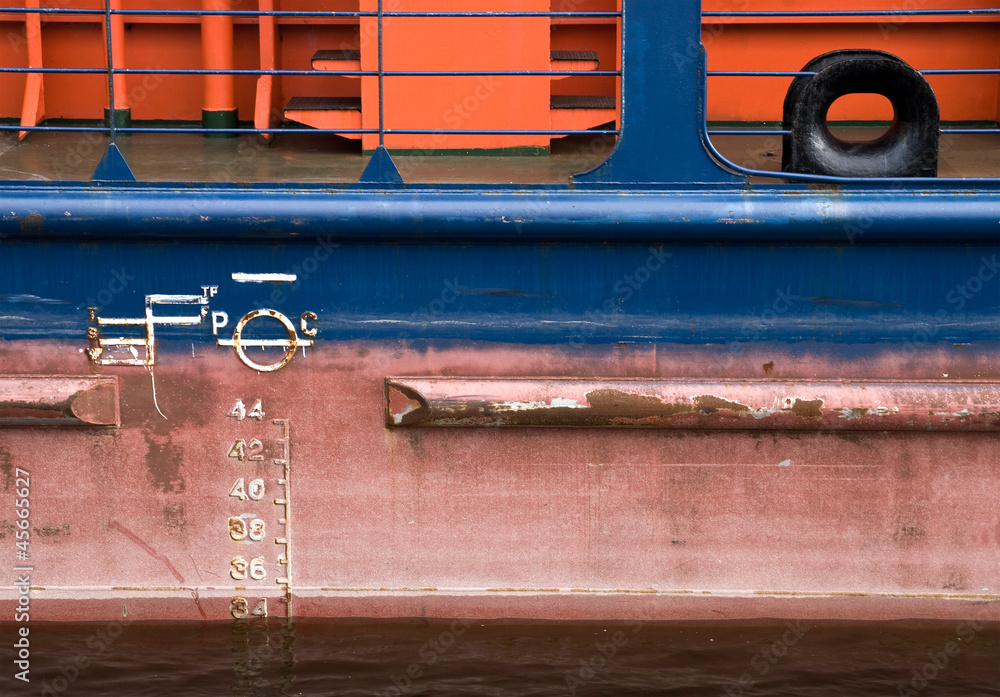 Cargo ship hull texture with red waterline Stock Photo | Adobe Stock