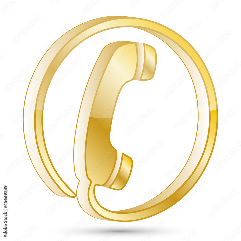 Gold 3D Glossy Phone Icon - Kontakt, Support Stock-Vektorgrafik | Adobe ...