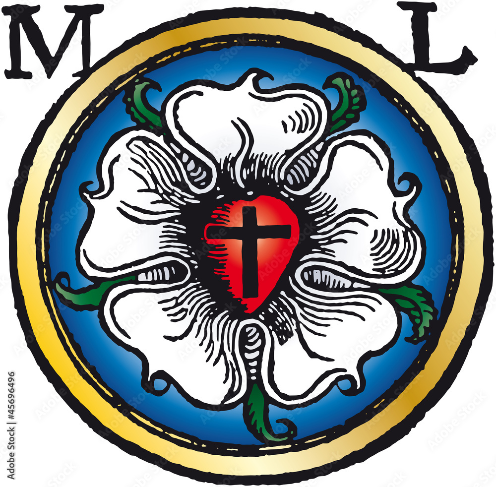 coloured Luther Rose (woodcuts) vector de Stock | Adobe Stock