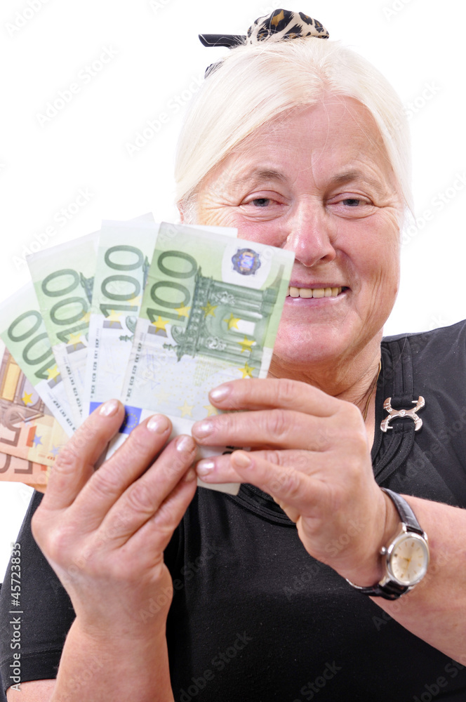 Seniorin mit Geld Stock Photo | Adobe Stock