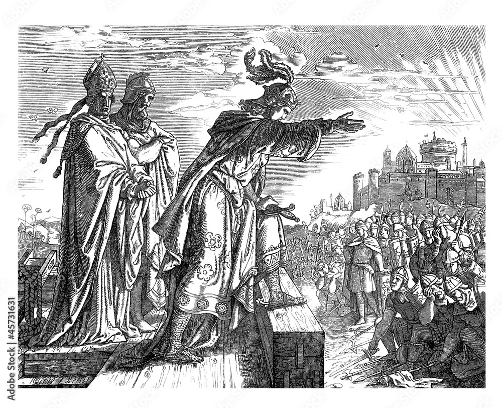 Medieval King : haranguing his Soldiers Stock Illustration | Adobe Stock