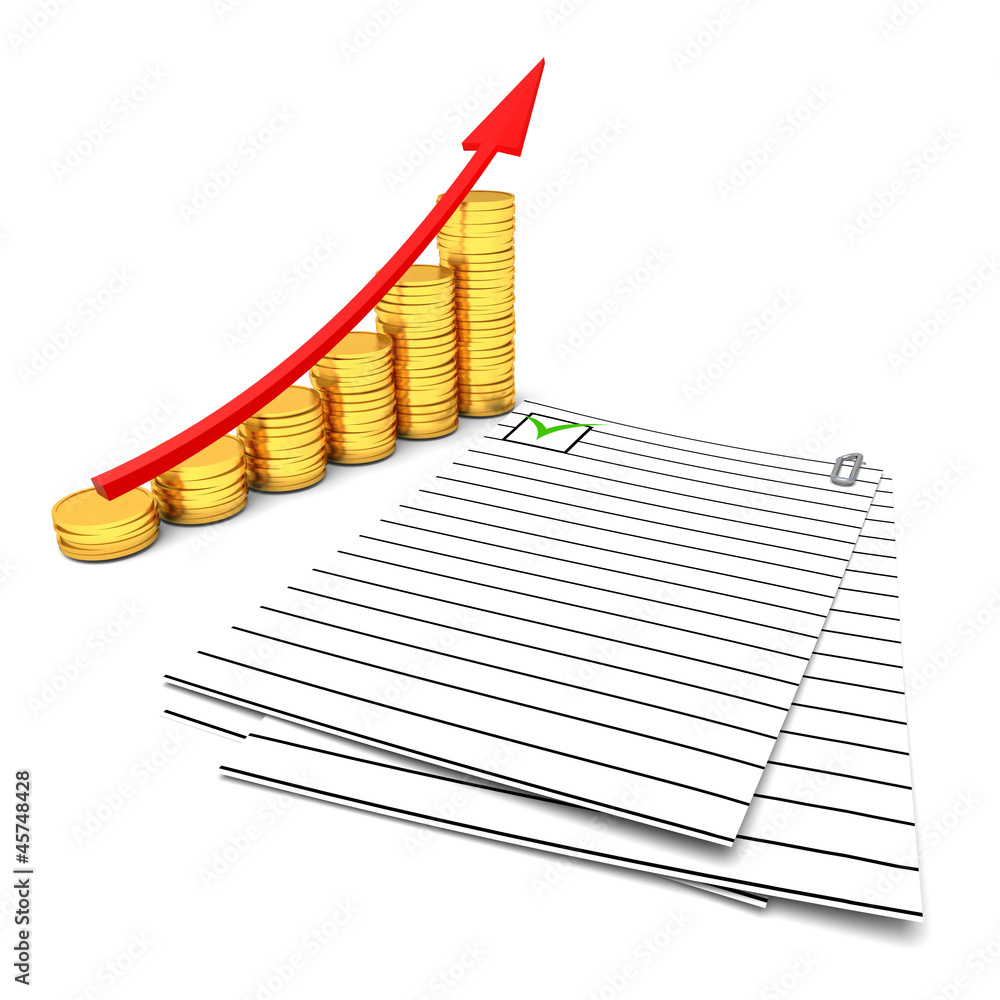 Coins chart and documents Stock Illustration | Adobe Stock