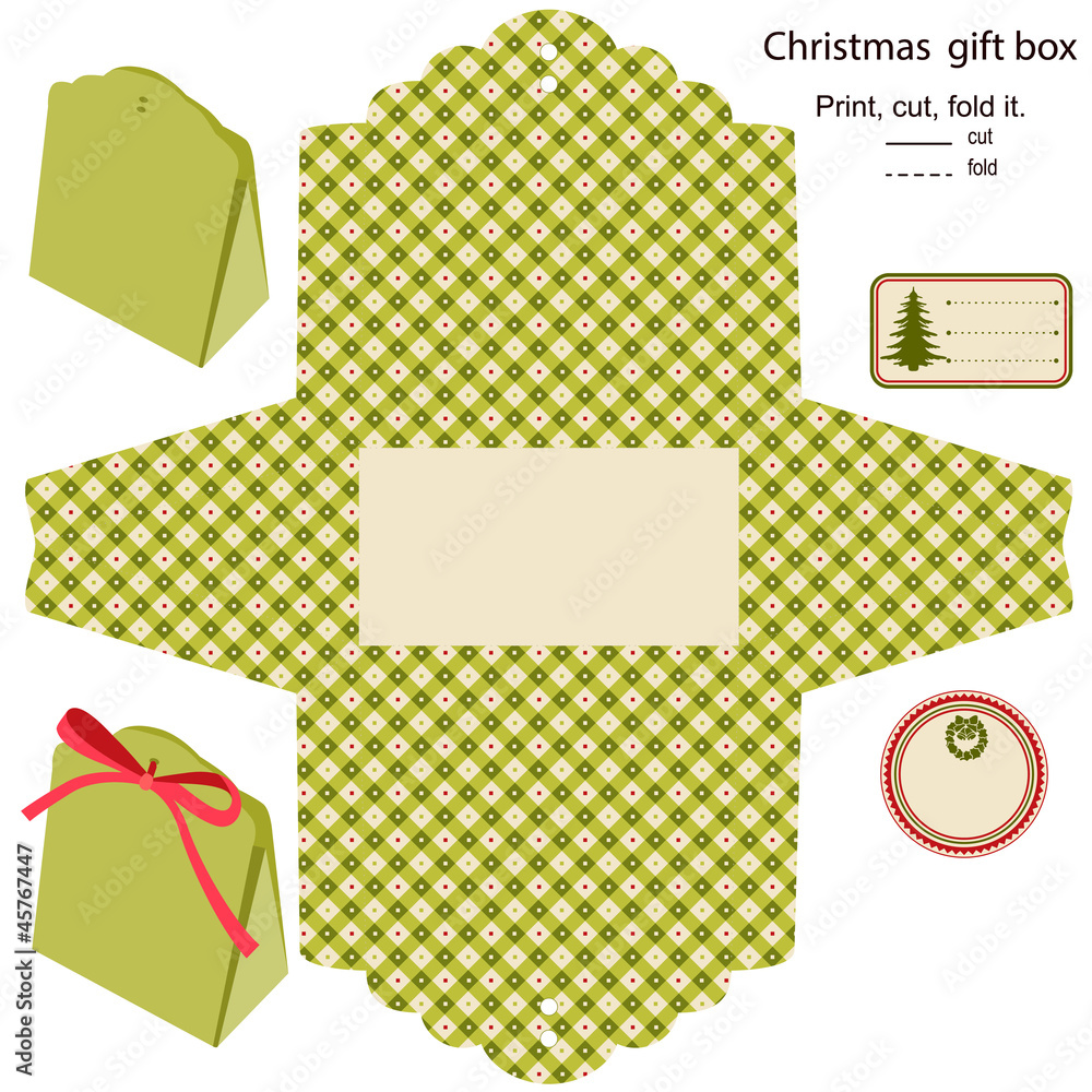 Christmas Gift box template Stock Vector | Adobe Stock