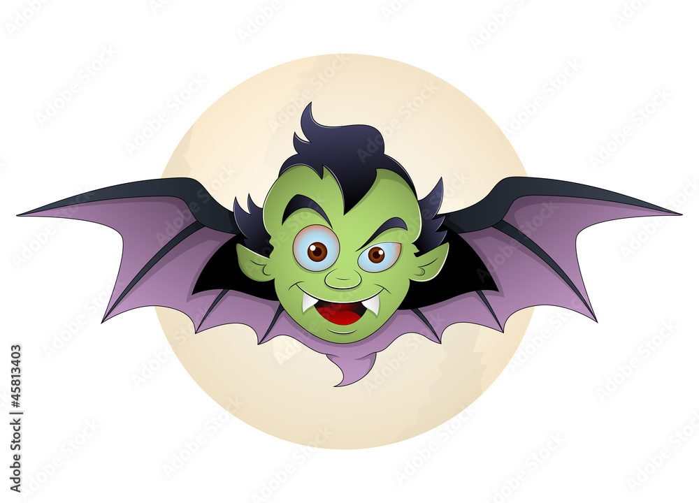 Vampire Face Bat Cartoon Vector Illustration Stock Vector | Adobe Stock
