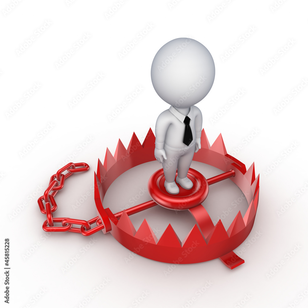 3d small person on a red trap. Stock Illustration | Adobe Stock