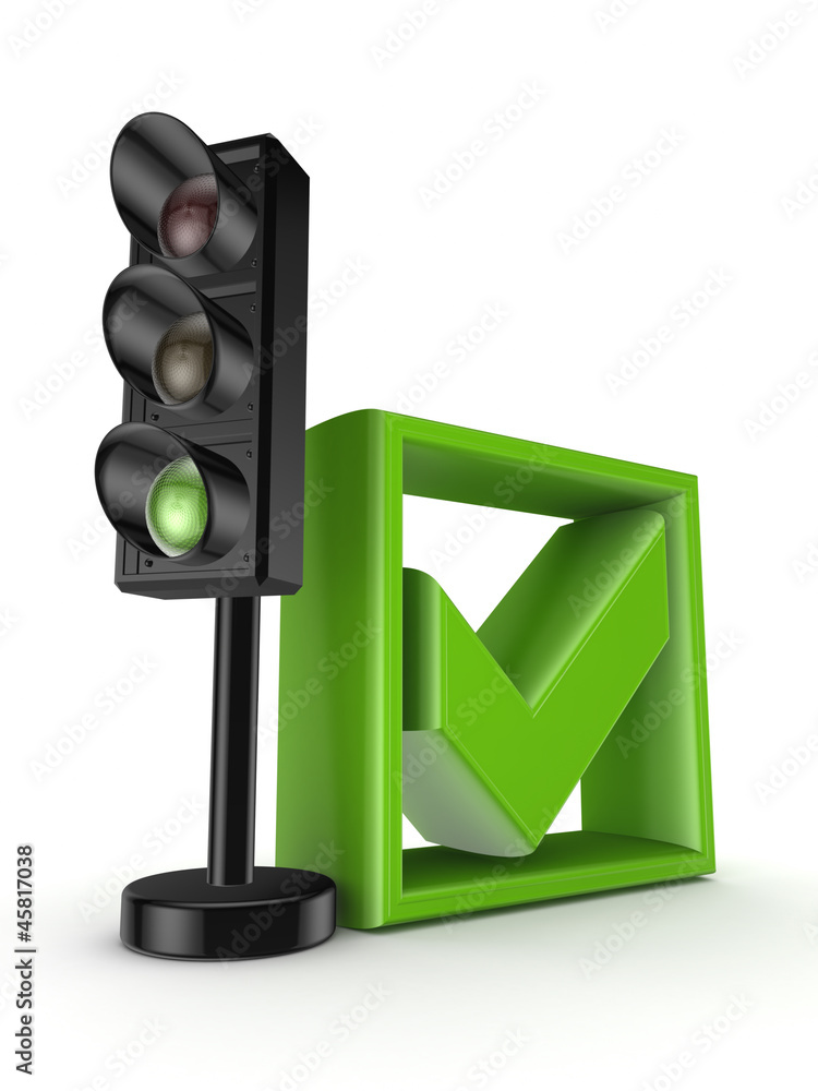 Poster Traffic light and green tick mark. – Wall Art | UkPosters