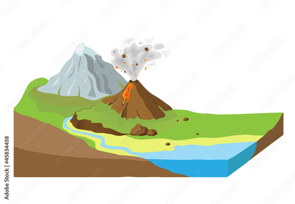 Earth slice with landscape, vector illustration Stock Vector | Adobe Stock