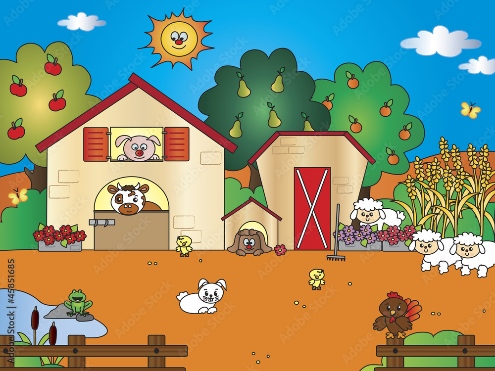 farm cartoon Stock Illustration | Adobe Stock