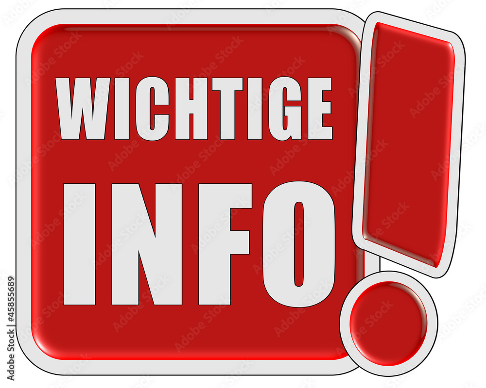 !-Schild rot quad WICHTIGE INFO Stock-Illustration | Adobe Stock