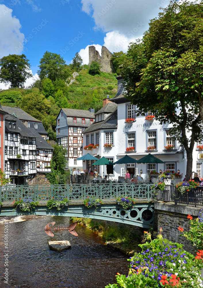 Monschau mit Rur im Sommer Stock Photo | Adobe Stock