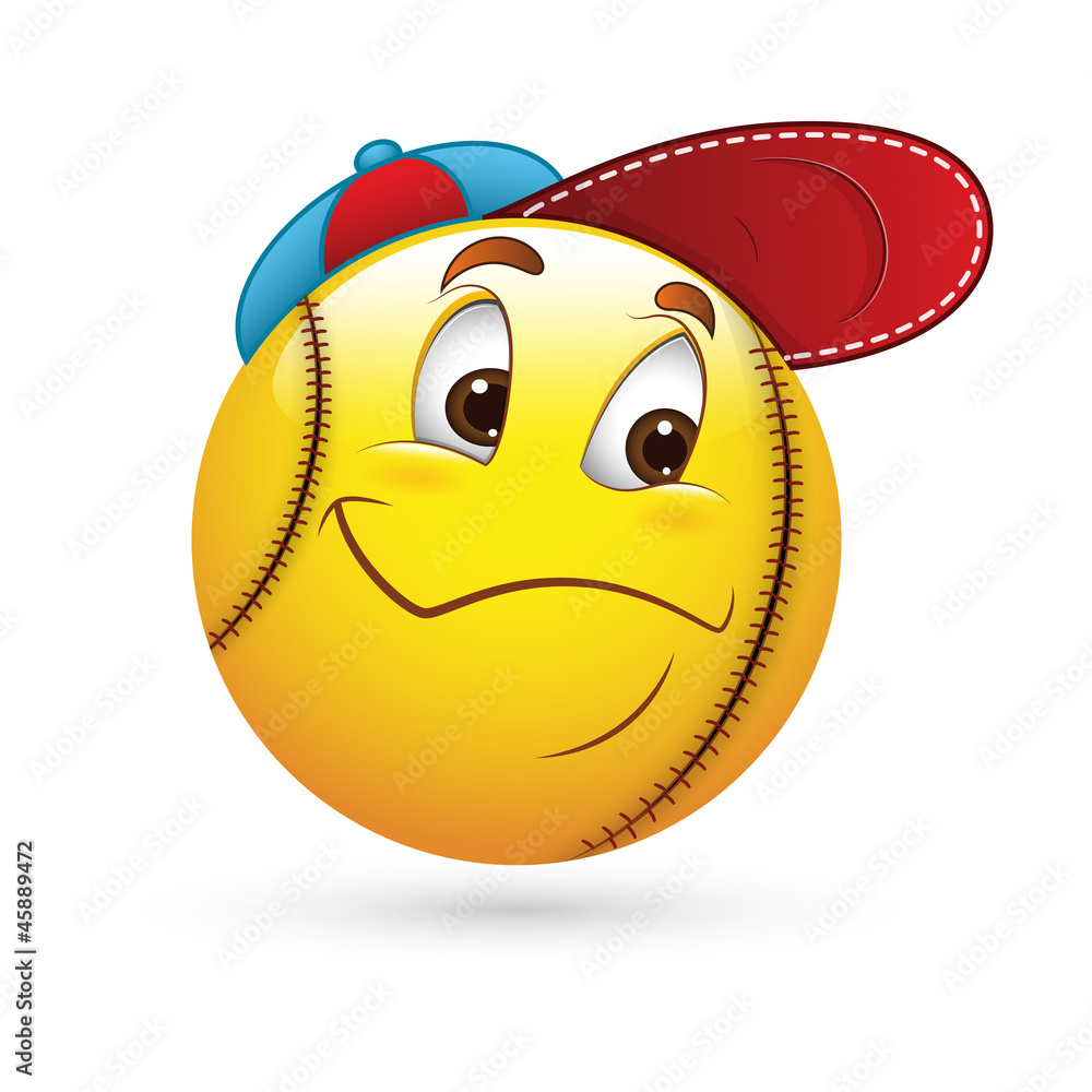 Smiley Emoticons Face Vector - Baseball Stock Vector | Adobe Stock