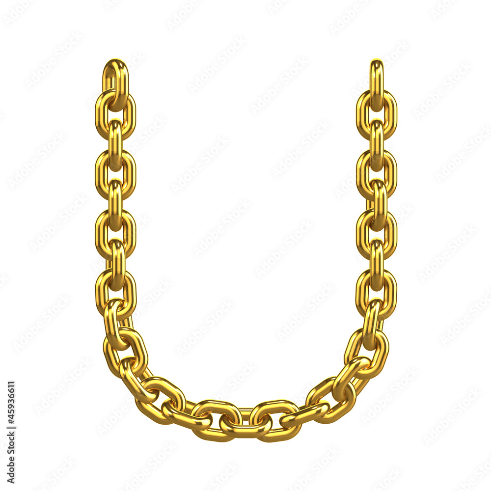 3d Gold Chain Alphabet Font - U Stock Illustration | Adobe Stock