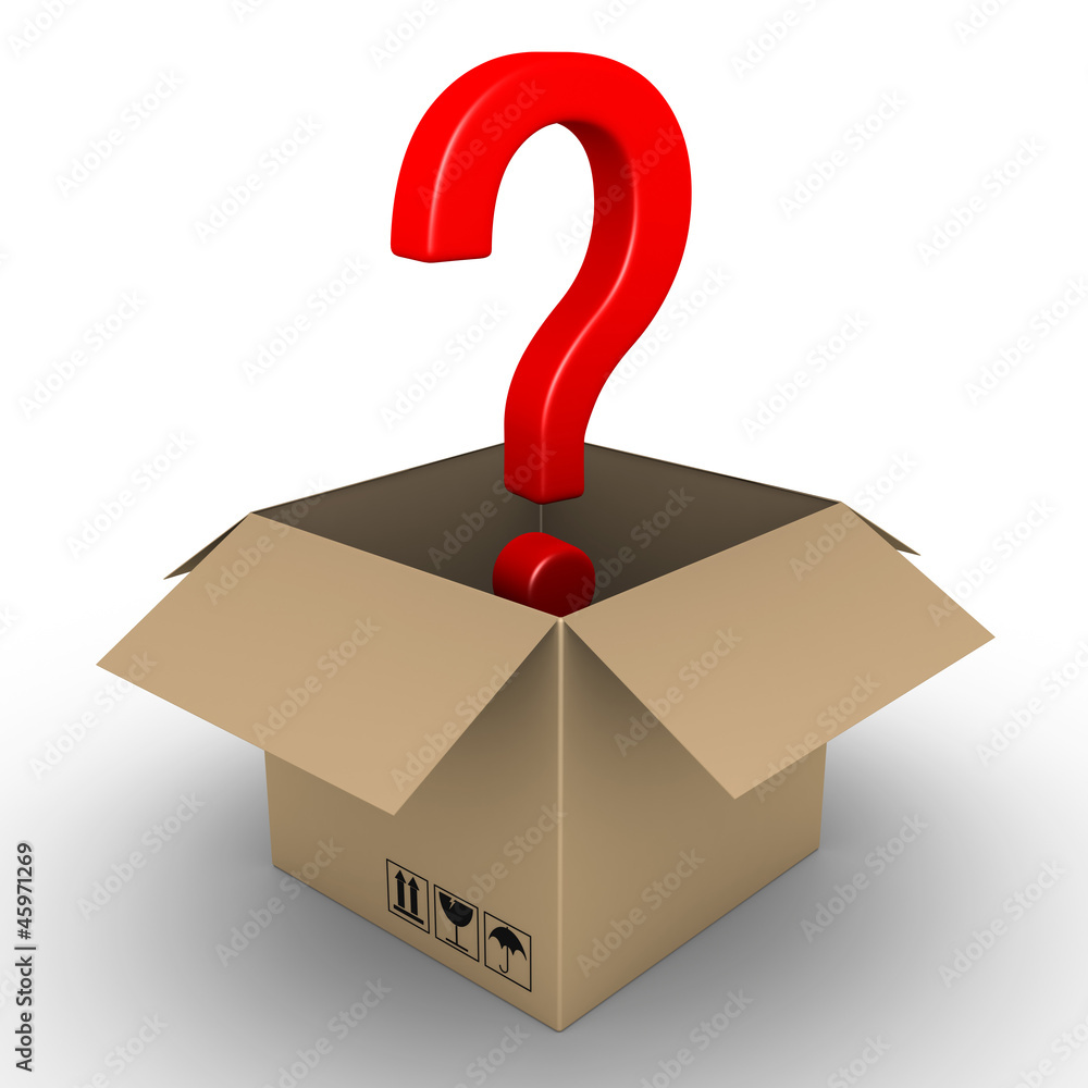 Question mark in an opened parcel Stock Illustration | Adobe Stock