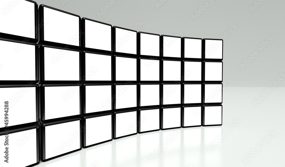 White screen video wall of many cubes Stock Illustration | Adobe Stock