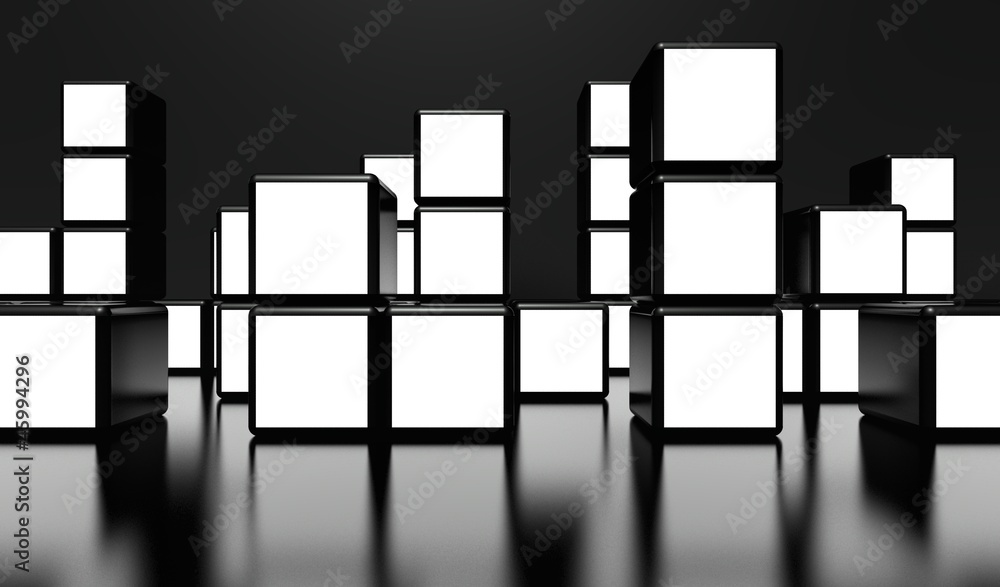 White screen video wall of many cubes Stock Illustration | Adobe Stock