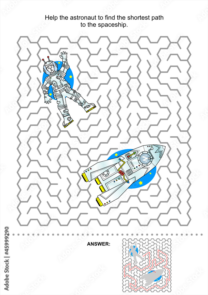 Space exploration maze game for kids Stock Vector | Adobe Stock