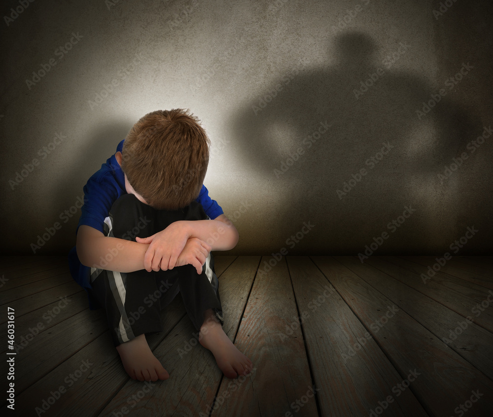 Sad Abused Boy with Anger Shadow Stock Photo | Adobe Stock