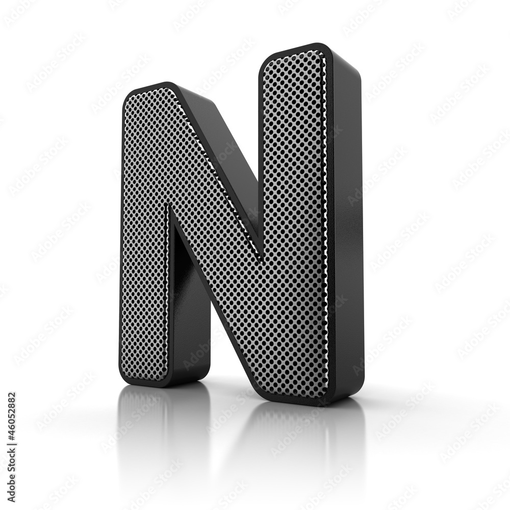 Letter N as a perforated metal object over white Stock Photo | Adobe Stock