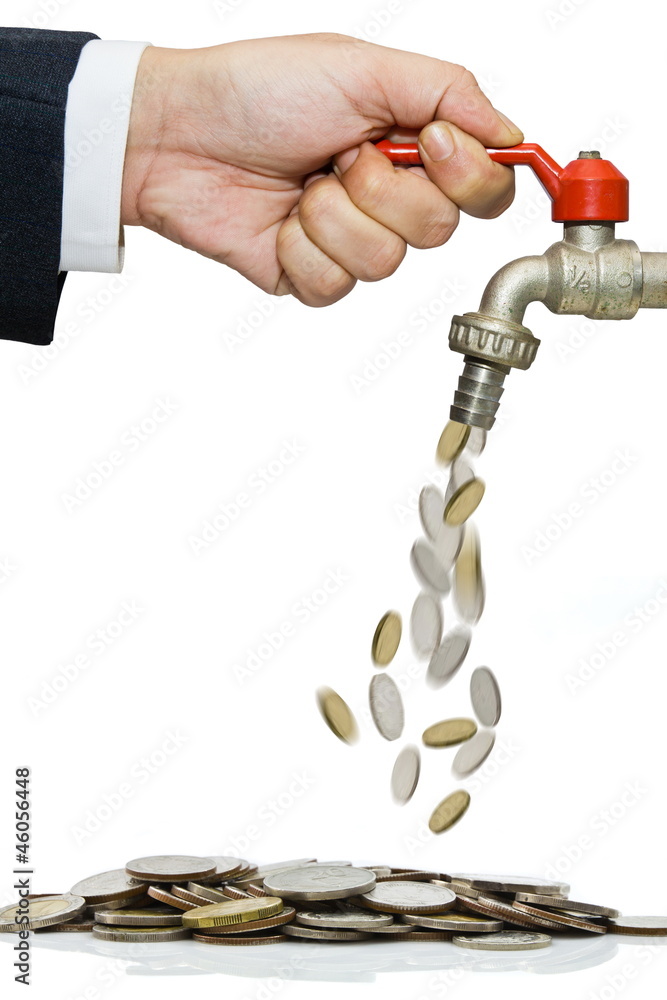 Flowing coins Stock Photo | Adobe Stock