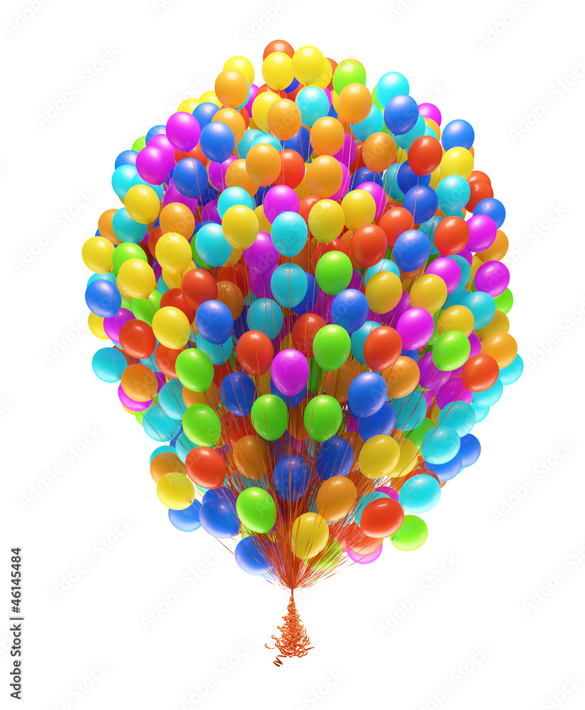 Big bunch of party balloons. Isolated on white background. Stock ...