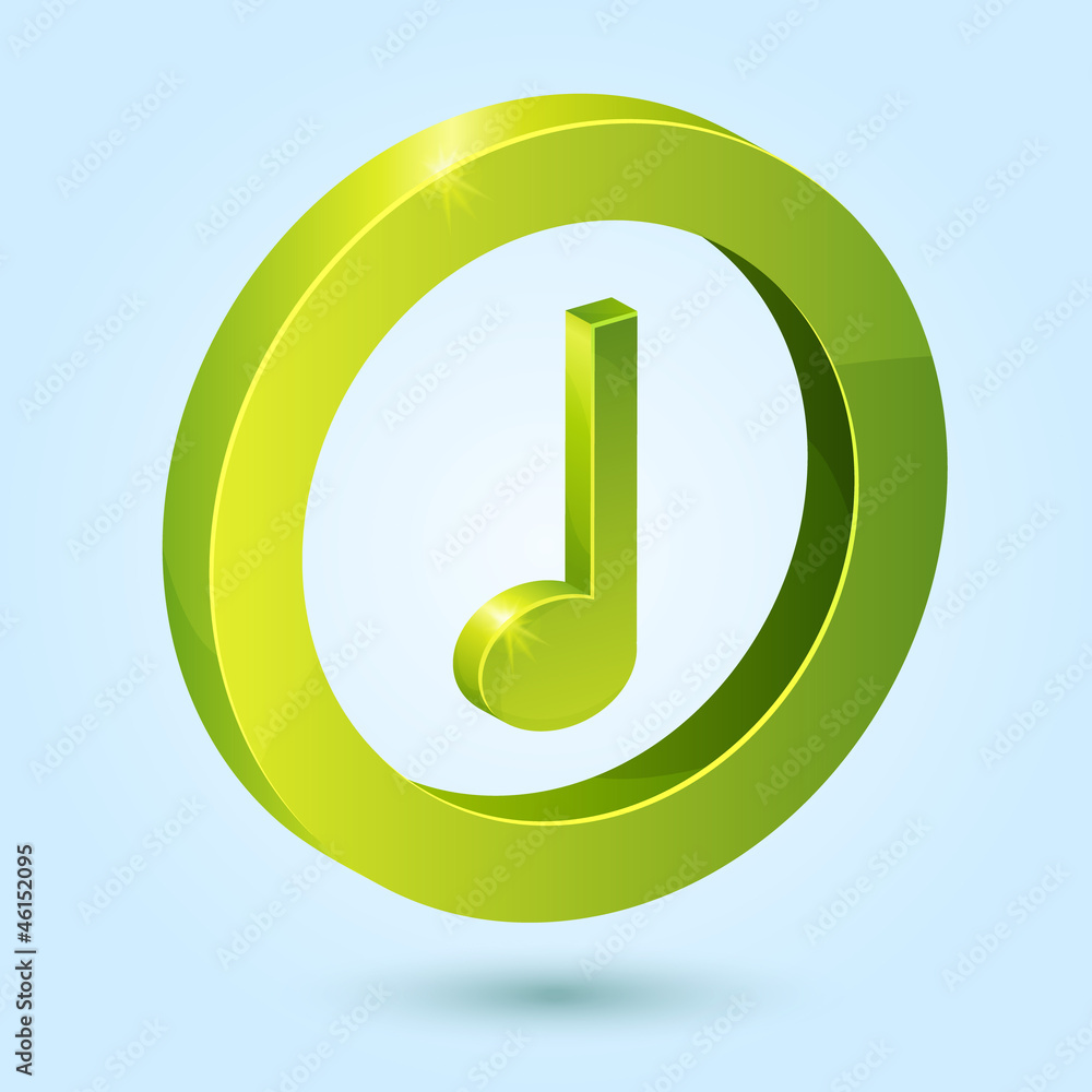Green music symbol isolated on blue background Stock Vector | Adobe Stock