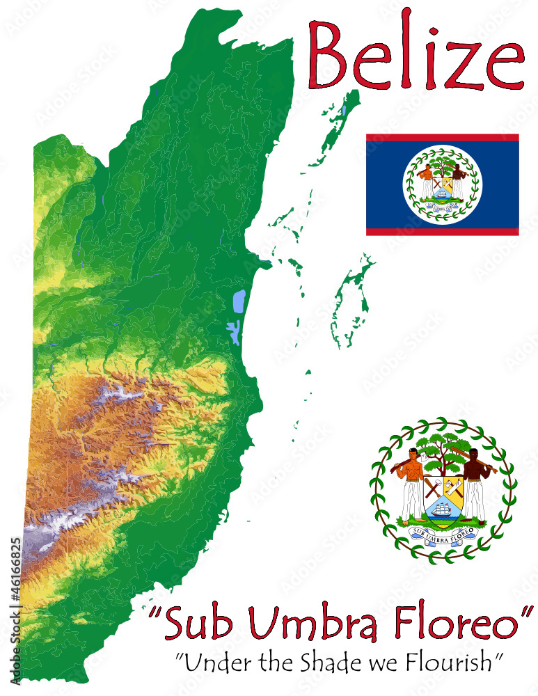 Belize national emblem map symbol motto Stock Vector | Adobe Stock