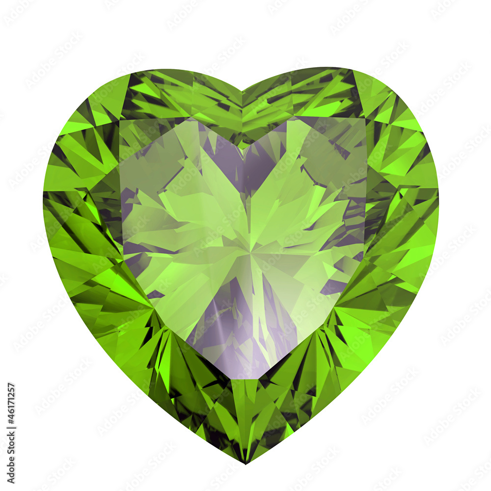 Heart shaped Diamond isolated. peridot Stock Photo | Adobe Stock