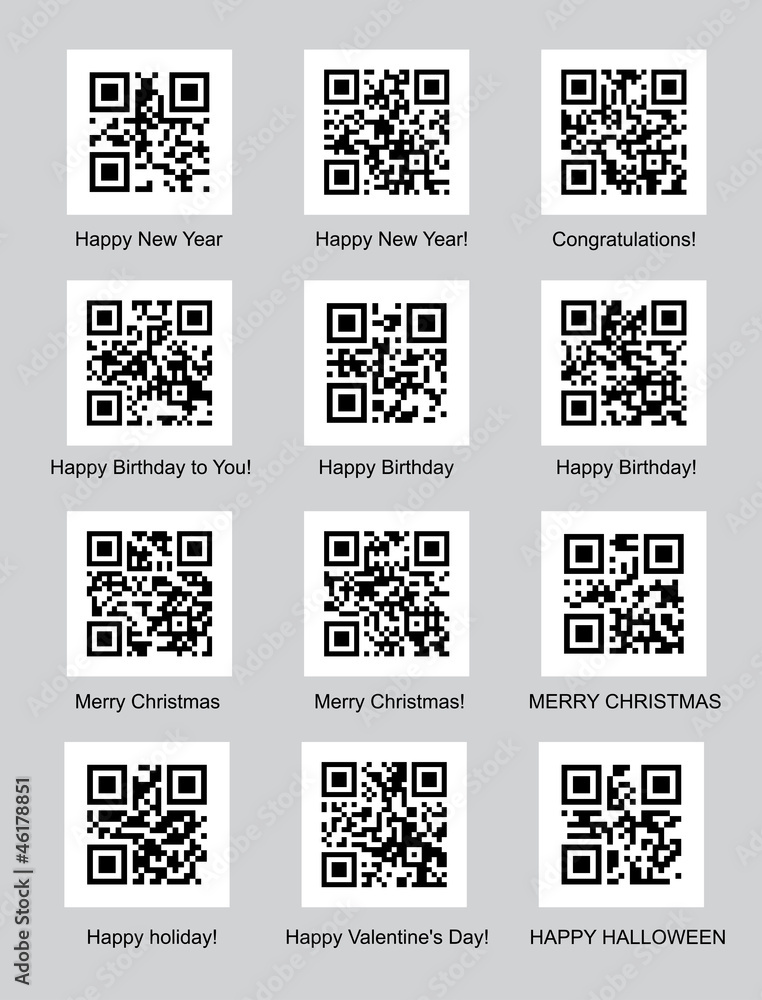 set of QR codes with congratulations vector illustration Stock Vector ...