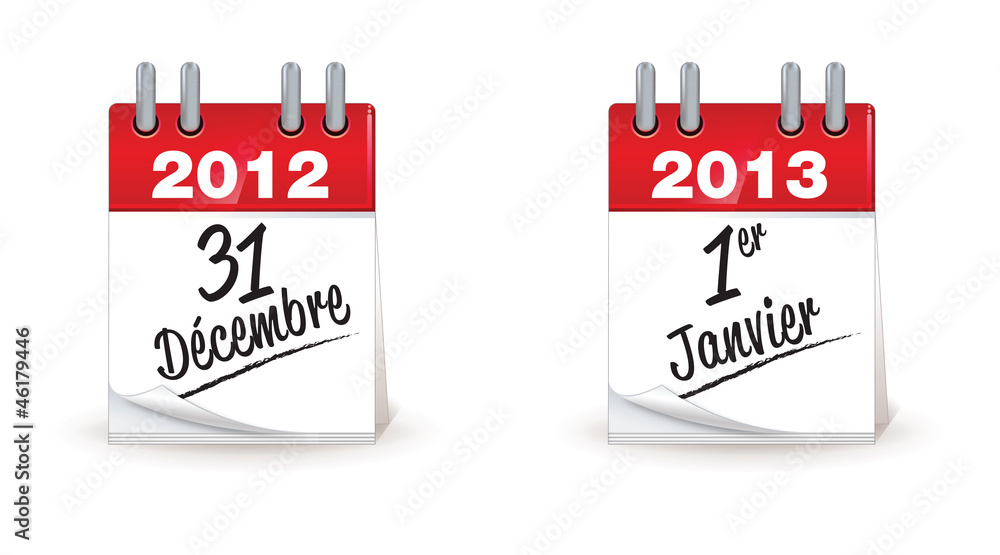 calendrier, nouvel an, 31 décembre, 1er janvier Stock Vector | Adobe Stock