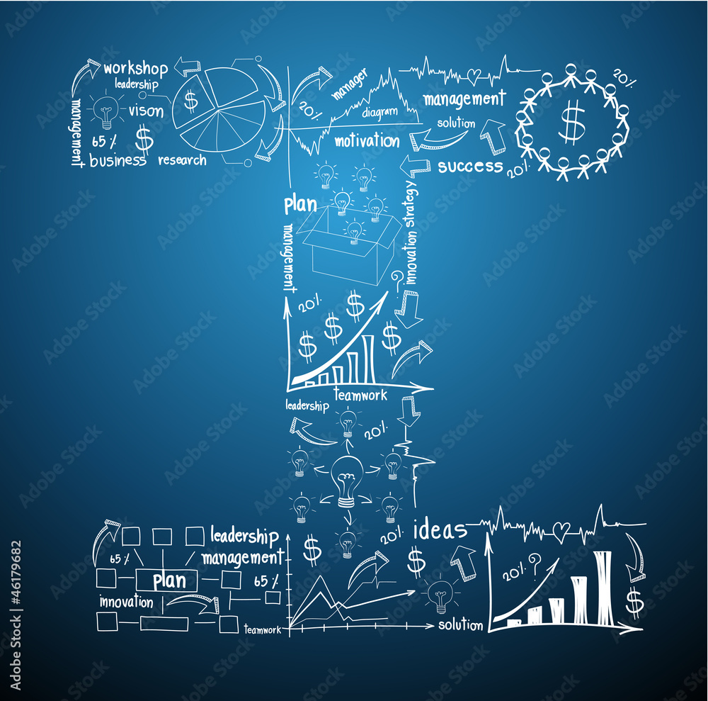 Drawing business plan concept diagrams of alphabet letters, Stock ...