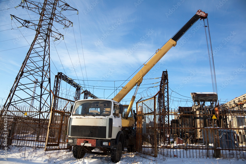 Elimination of the accident at an electrical substation Stock Photo ...