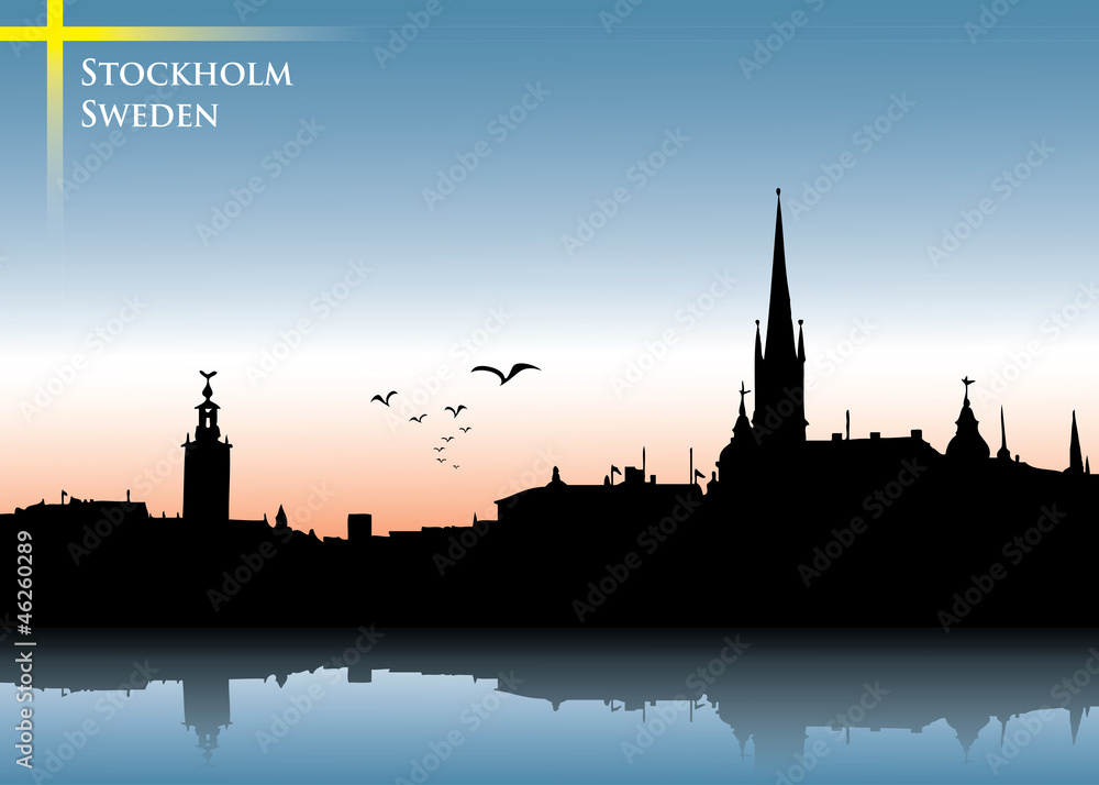 Stockholm skyline background Stock Vector | Adobe Stock