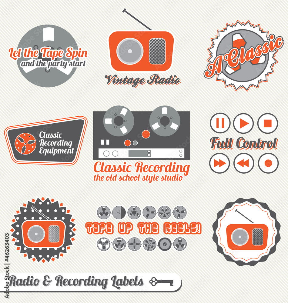 Vector Set: Radio and Recording Labels and Stickers Stock Vector ...