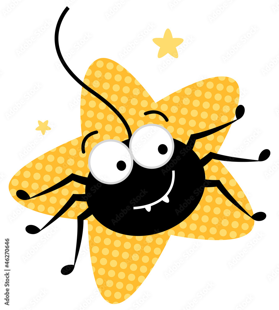 Cute crazy spider in star shape isolated on white Stock Vector | Adobe ...