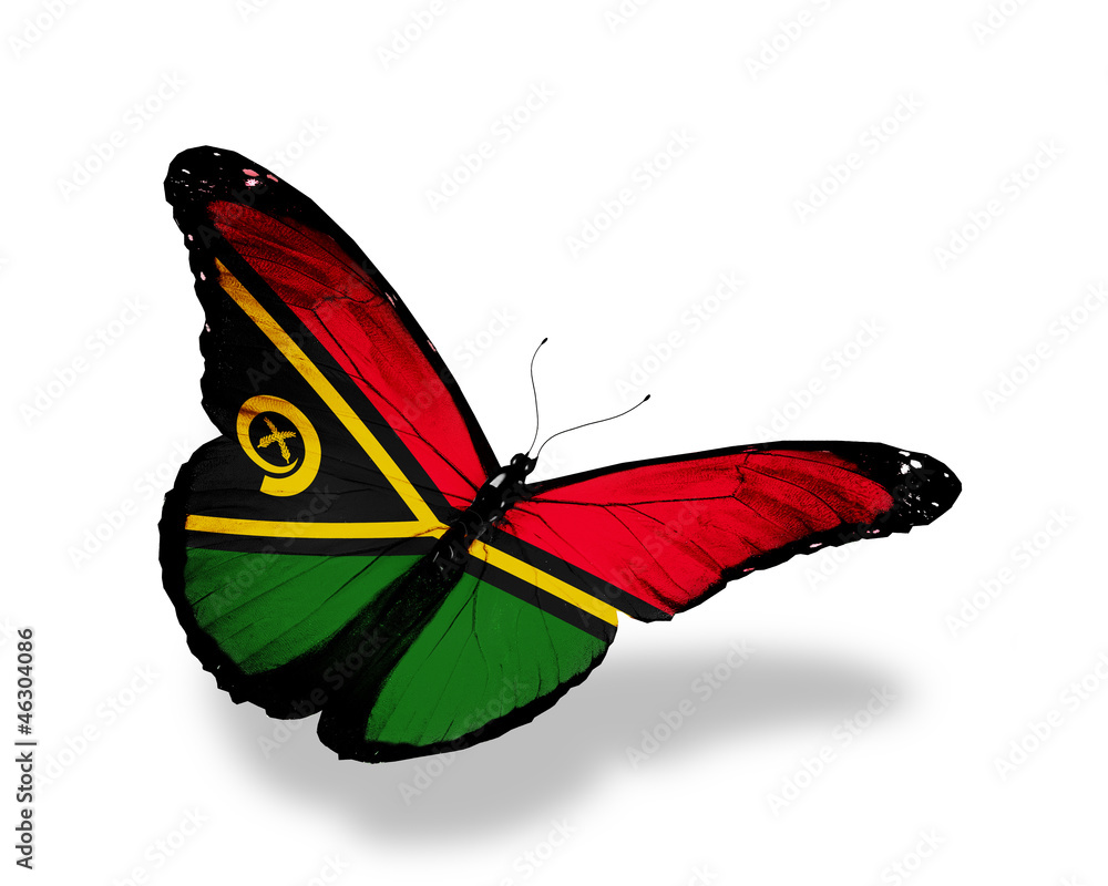 Vanuatu flag butterfly flying, isolated on white background Stock ...